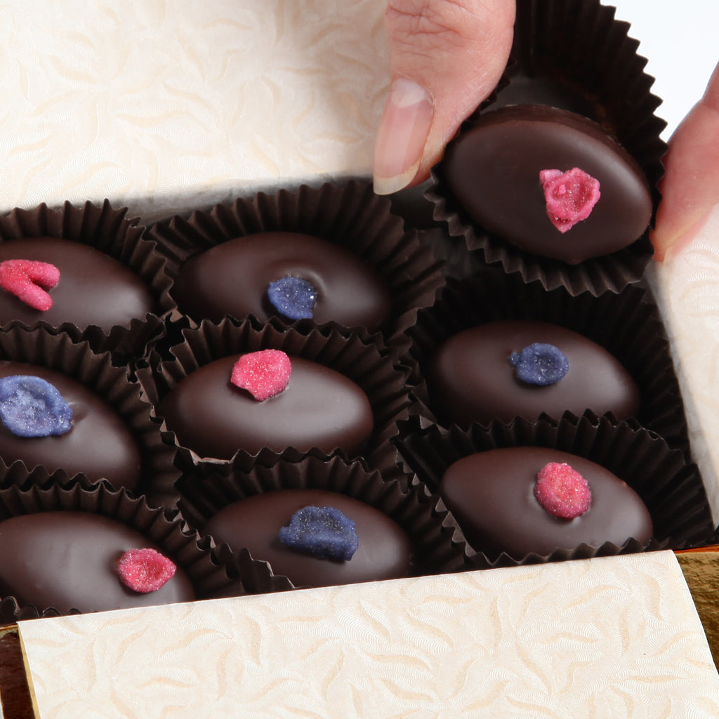 Mixed Ballotin Gift Box of Rose & Violet Creams | Luxury Handmade ...